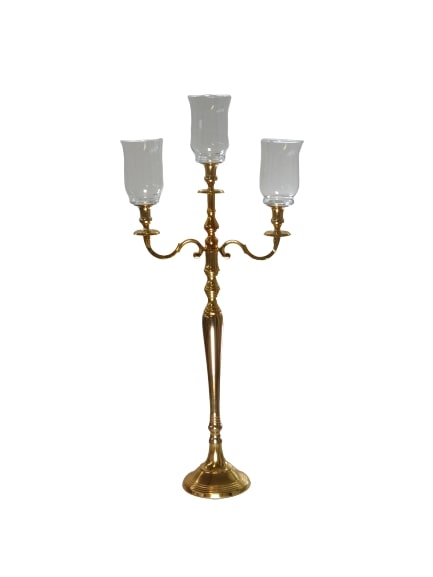 Candelabro Oro 3 Bracci + Bugie - LUXURY NOLEGGIO