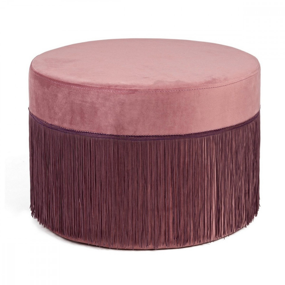 Pouf Velluto Rosa 45 con frange - LUXURY NOLEGGIO